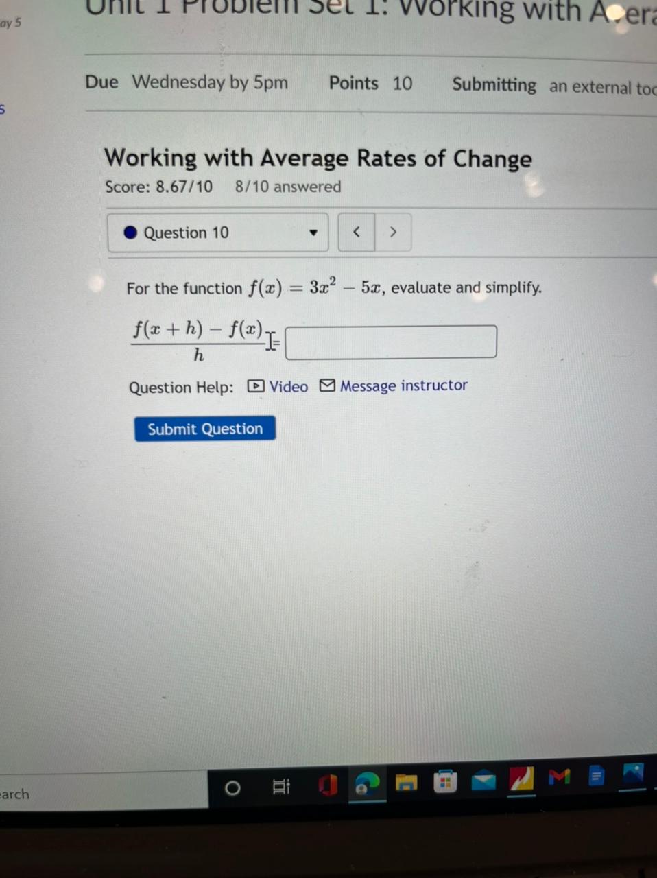 Solved Working with average rates of change For the | Chegg.com