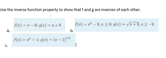 Solved Use the inverse function property to show that fand g | Chegg.com