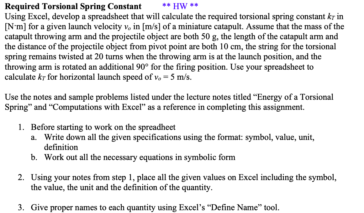 Required Torsional Spring Constant ** HW ** Using | Chegg.com