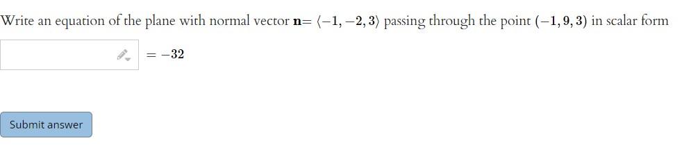 Solved Write an equation of the plane with normal vector | Chegg.com