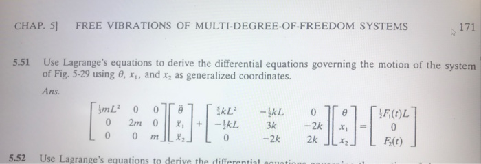 Solved CHAP. 5] FREE VIBRATIONS OF MULTI-DEGREE-OF-FREEDOM | Chegg.com