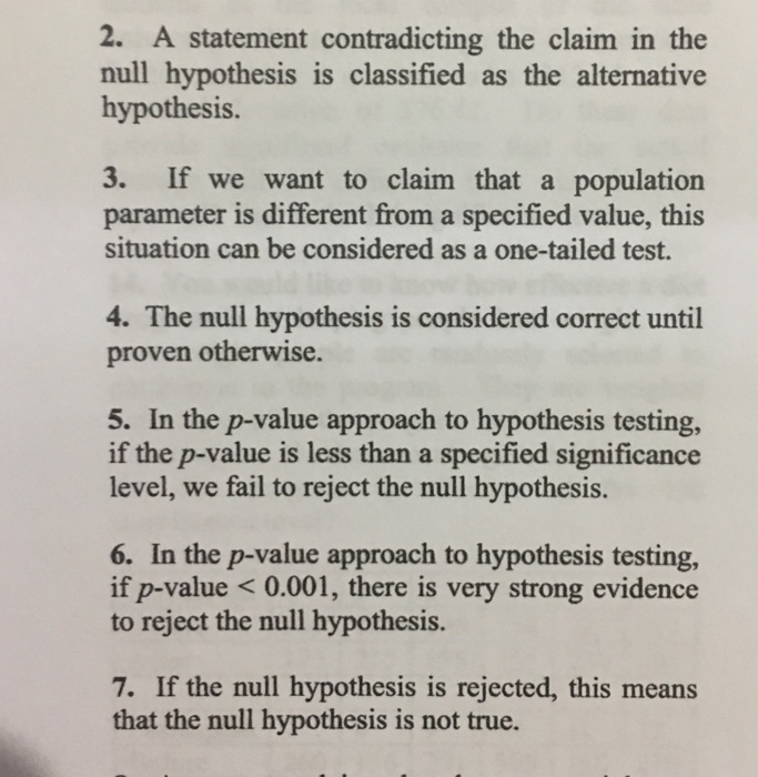 Solved 2. A statement contradicting the claim in the null | Chegg.com