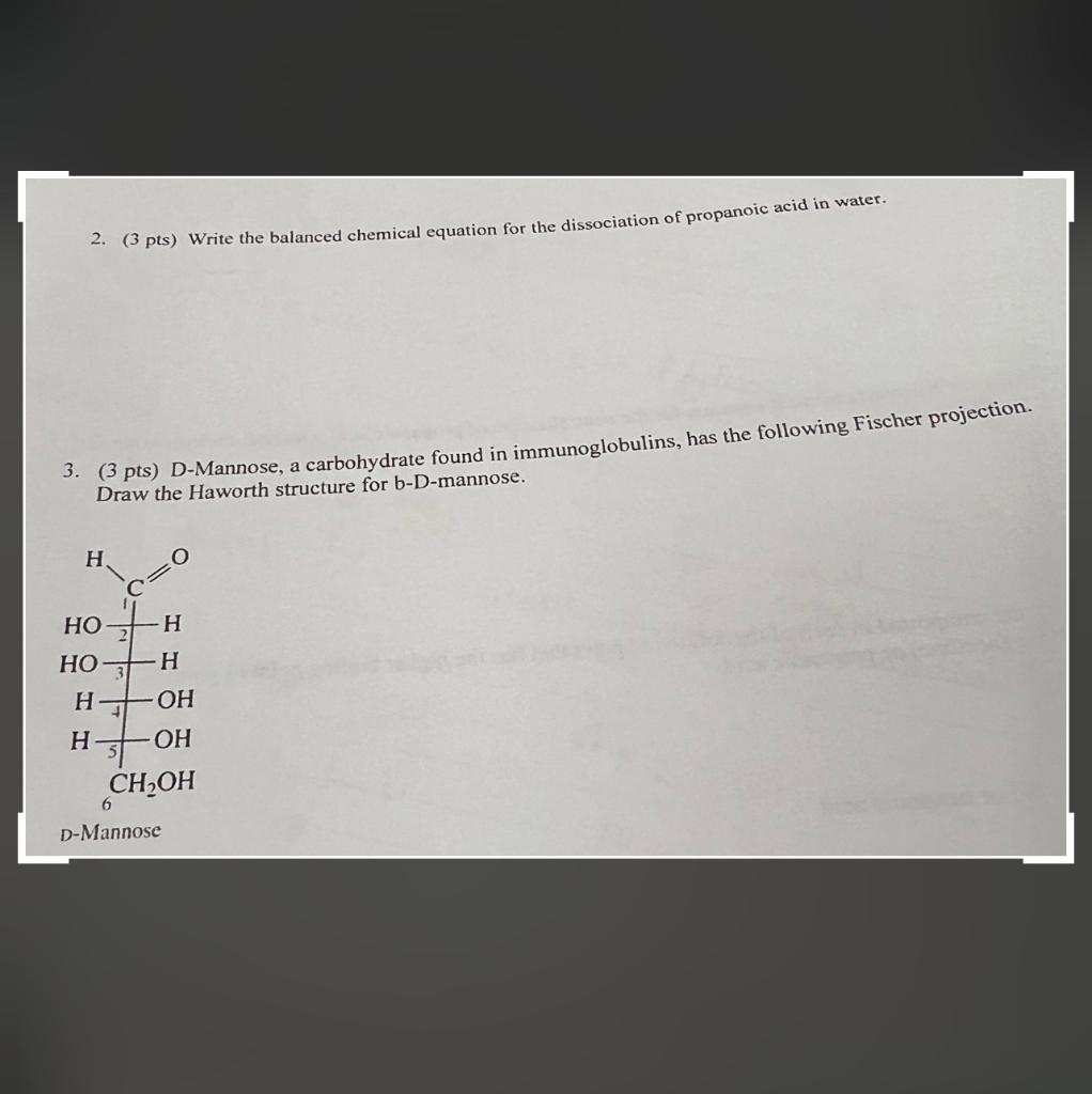 Solved 2. (3 pts) Write the balanced chemical equation for | Chegg.com Solved 2. (3 pts) Write the balanced chemical equation for | Chegg.com
