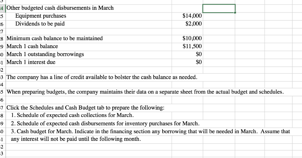 Solved Preparing a Cash Budget with Supporting Schedules | Chegg.com