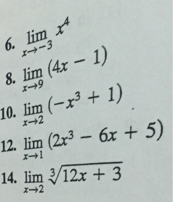 Solved Finding a Limit In Exercises 5-22, find the limit. | Chegg.com