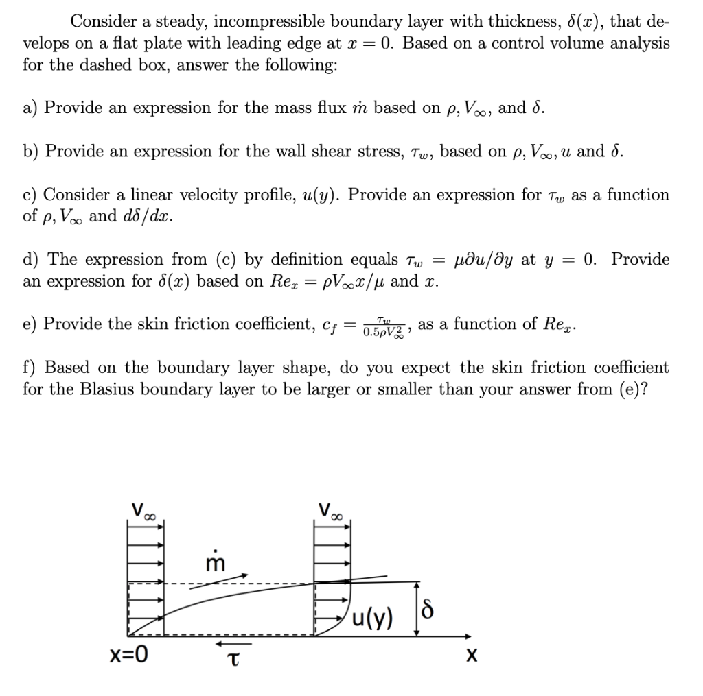 Solved Consider a steady, incompressible boundary layer with | Chegg.com Solved Consider a steady, incompressible boundary layer with | Chegg.com