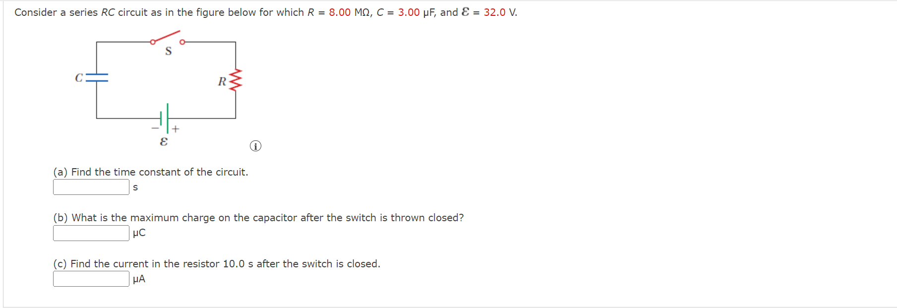 Solved der a series RC circuit as in the figure below for | Chegg.com