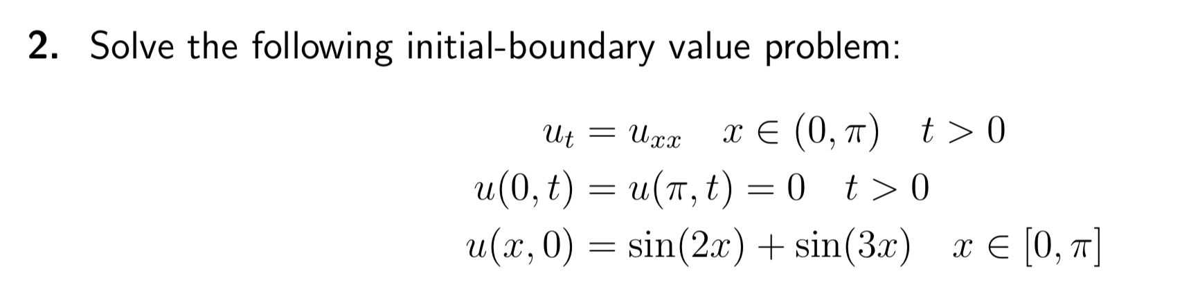 Solved 2. Solve the following initial-boundary value | Chegg.com