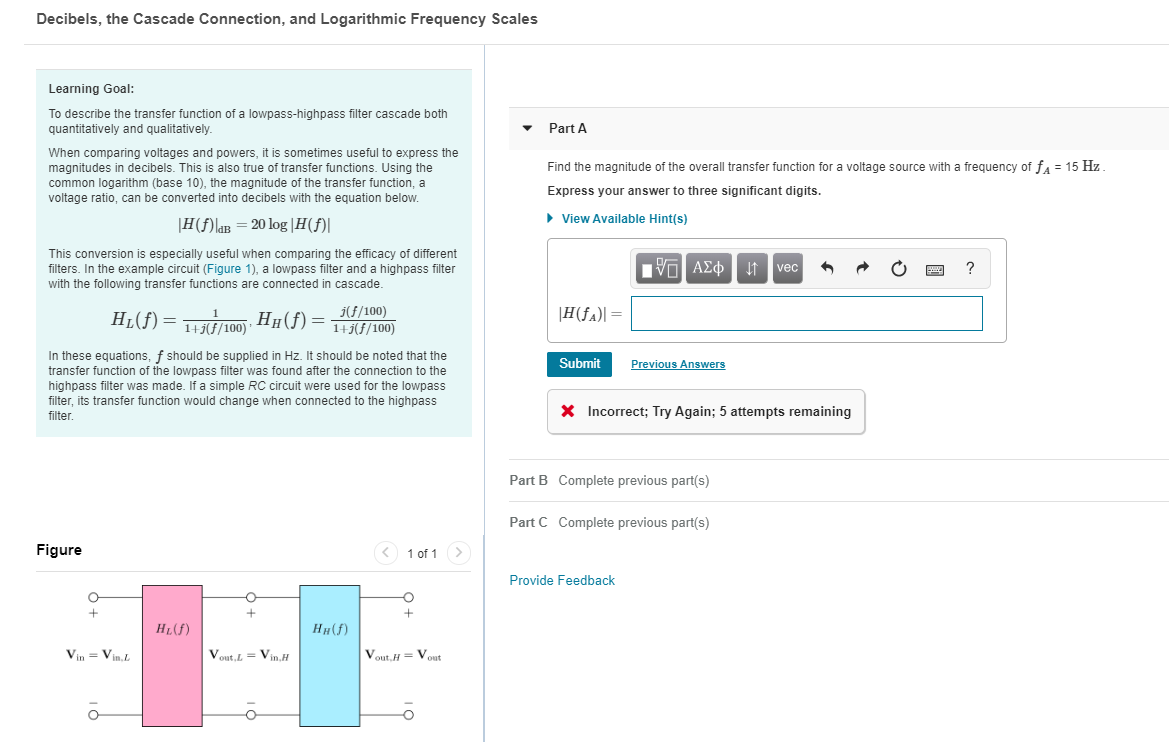 Solved Decibels, the Cascade Connection, and Logarithmic | Chegg.com