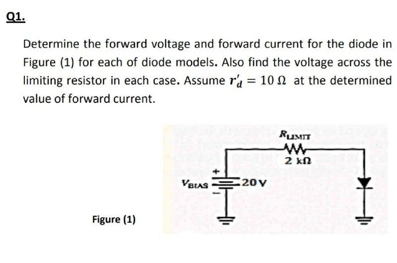Solved 01. Determine the forward voltage and forward current | Chegg.com