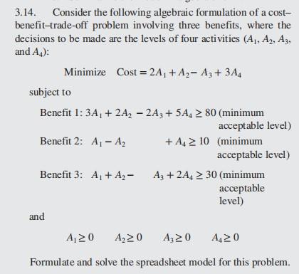 Solved 3.14. Consider the following algebraic formulation of | Chegg.com