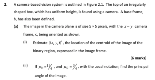 A camera-based vision system is outlined in Figure | Chegg.com