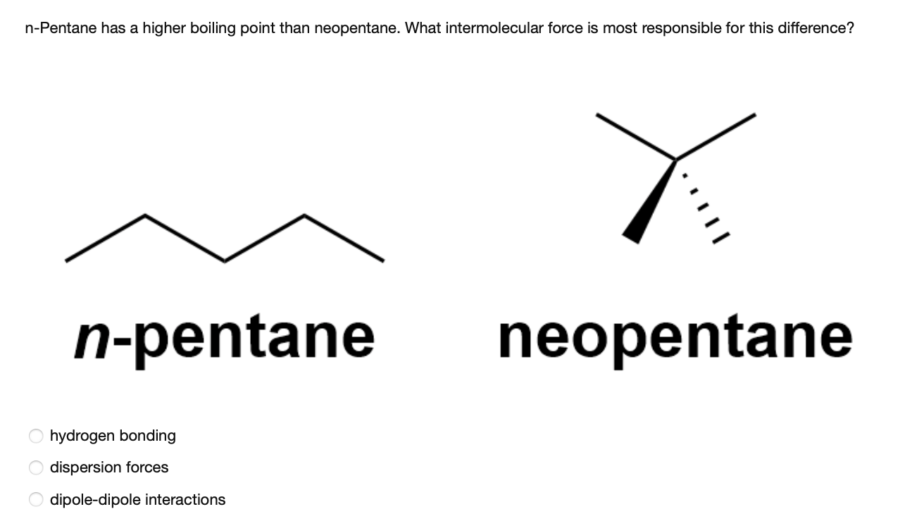 Solved n-Pentane has a higher boiling point than neopentane. | Chegg.com