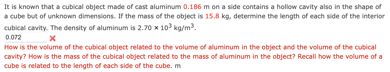 Solved It is known that a cubical object made of cast | Chegg.com