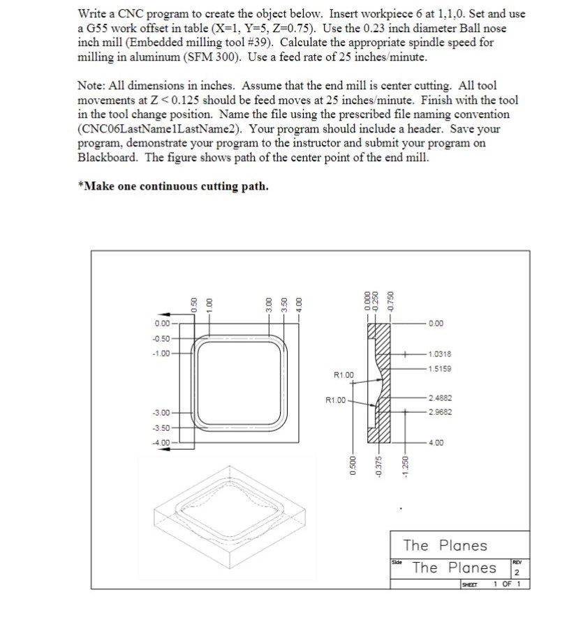 Solved Write a CNC program to create the object below. | Chegg.com