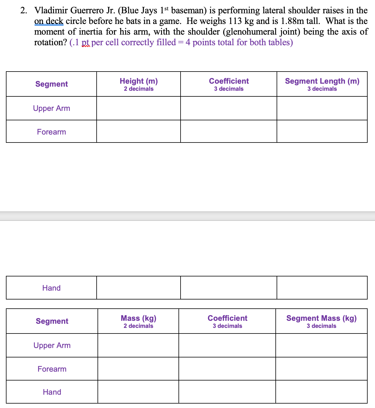 Figure 3.1 Body segment lengths expressed as a | Chegg.com