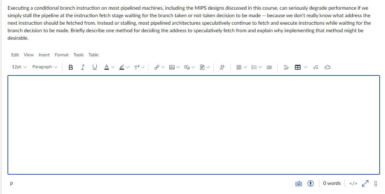 Solved Executing a conditional branch instruction on most | Chegg.com