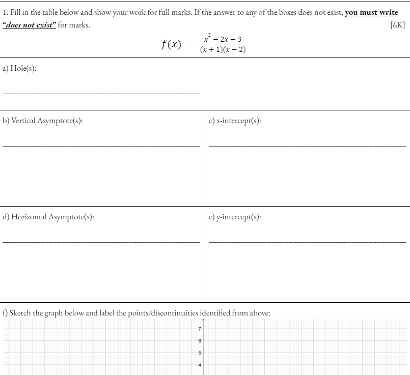 Solved 1. Fill in the table below and show your work for | Chegg.com