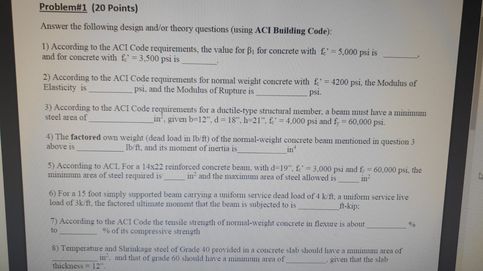 Solved Problem#1 (20 Points) Answer the following design | Chegg.com