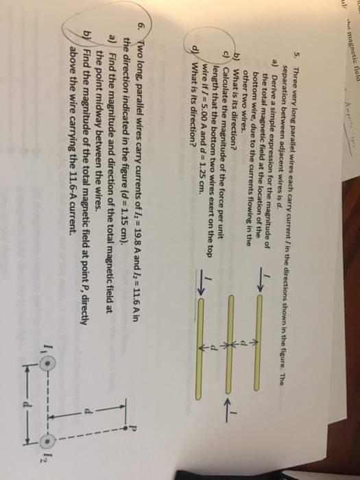 Solved ulr hemagnetic field Three very long parallel wires | Chegg.com