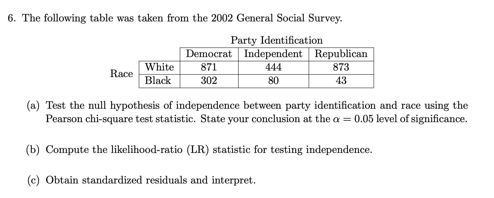 Solved 6. The following table was taken from the 2002 | Chegg.com