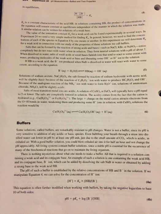 Solved Exp 25. pH Measurements- Buffers and Their | Chegg.com
