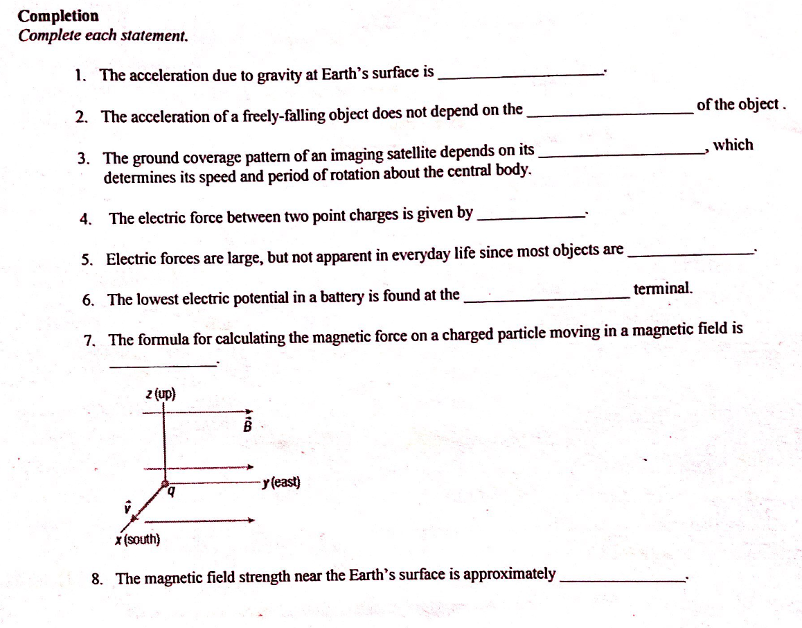 Solved Completion Complete each statement. 1. The | Chegg.com