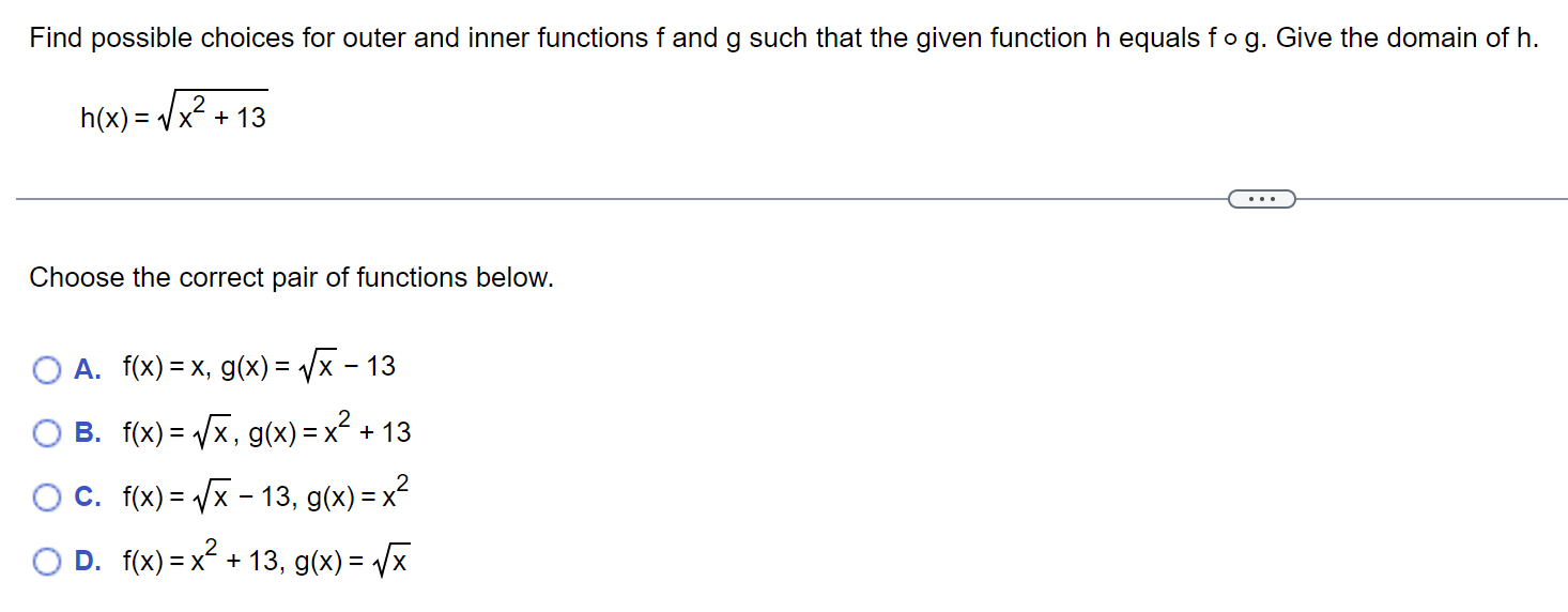 Solved Find Possible Choices For Outer And Inner Functions F