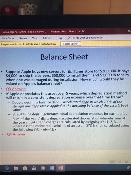 Solved Ale Spring 2018 Accounting Principles Review (1) - | Chegg.com