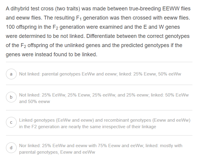 Solved A dihybrid test cross (two traits) was made between | Chegg.com
