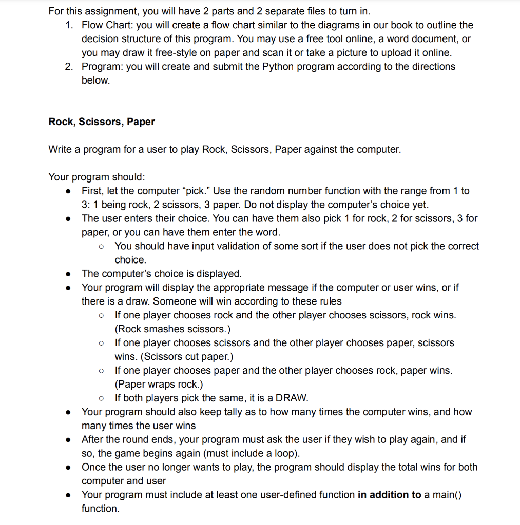 Solved For this assignment, you will have 2 parts and 2 | Chegg.com