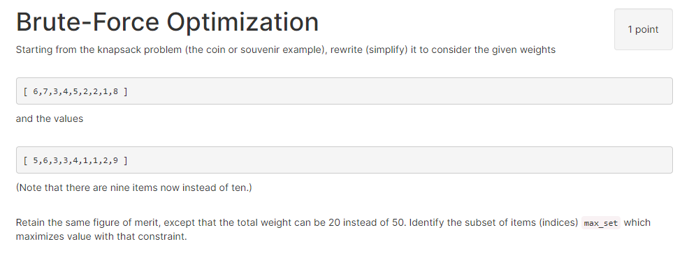 Brute-Force Optimization 1 point Starting from the | Chegg.com