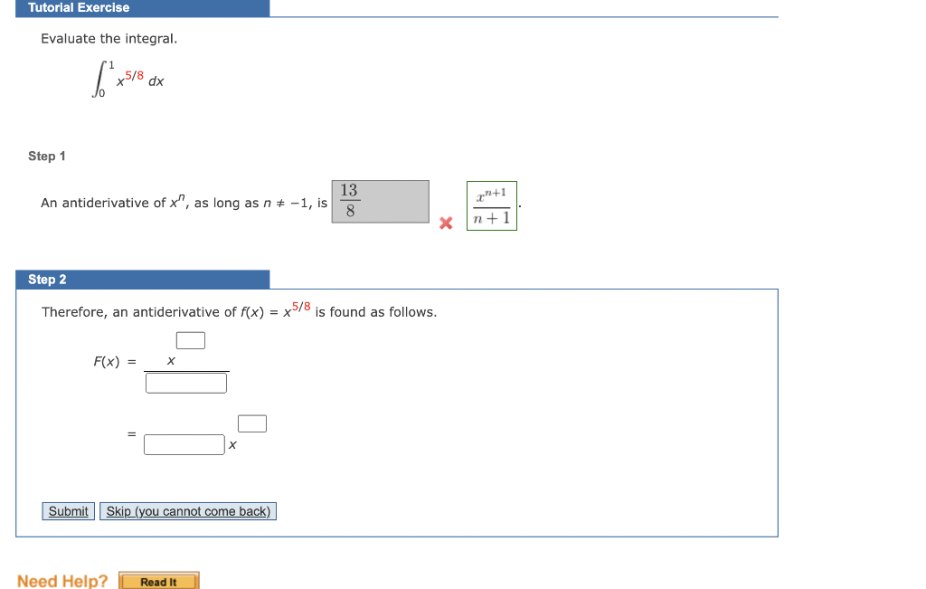 Solved Tutorial Exercise Evaluate the integral. **518 dx | Chegg.com