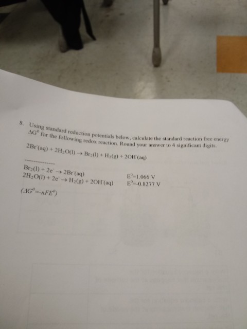 Solved uction potentials below, calculate the standard | Chegg.com