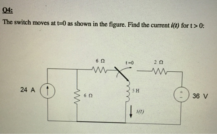 Solved The switch moves at t = 0 as shown in the figure. | Chegg.com