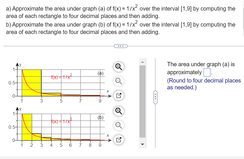 Solved a) ﻿Approximate the area under graph (a) ﻿of f(x)=1x2 | Chegg.com