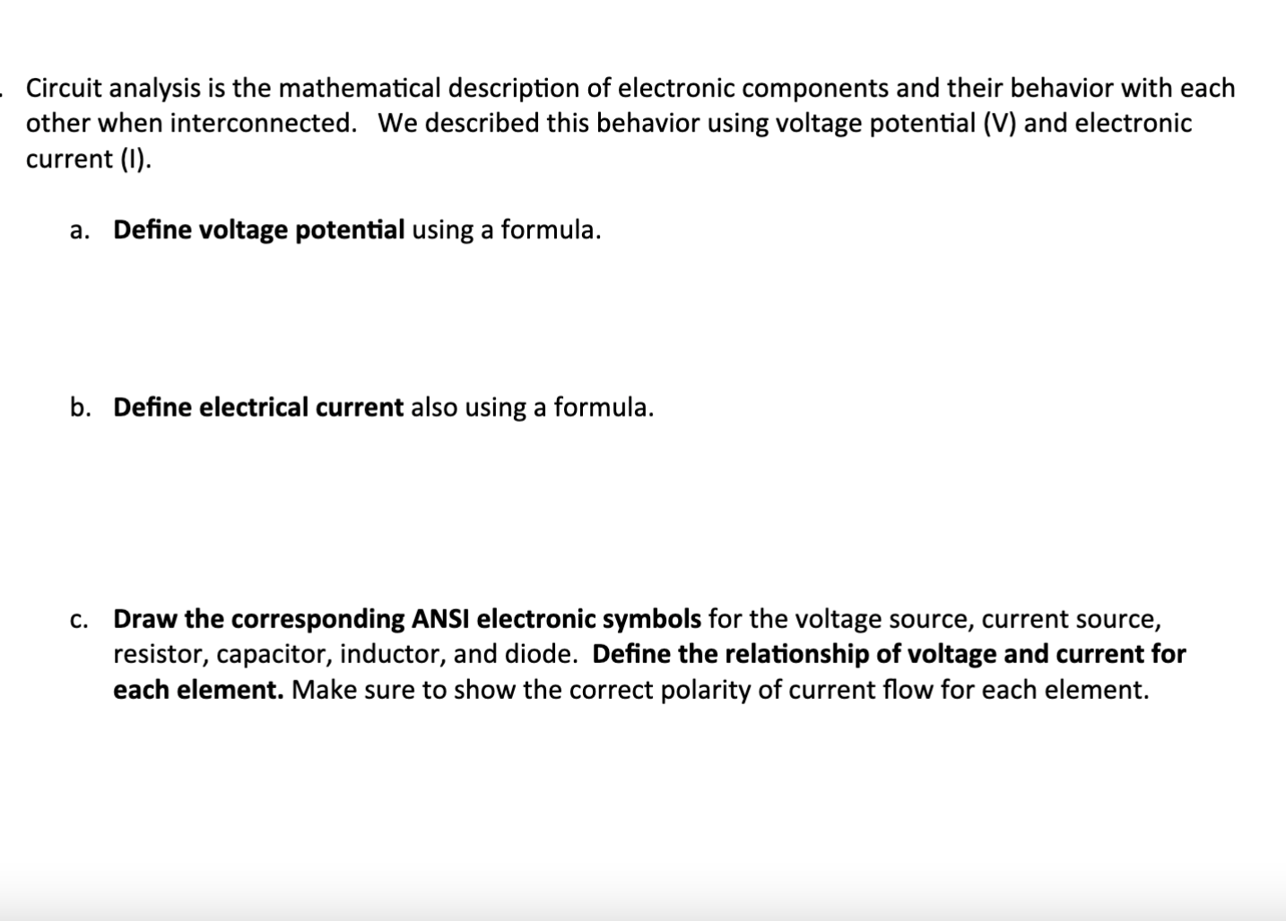 Solved Circuit analysis is the mathematical description of | Chegg.com