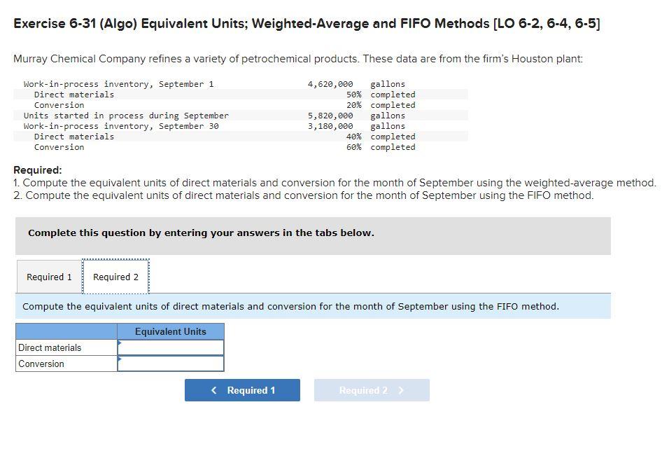 Solved Exercise 6-31 (Algo) Equivalent Units; | Chegg.com