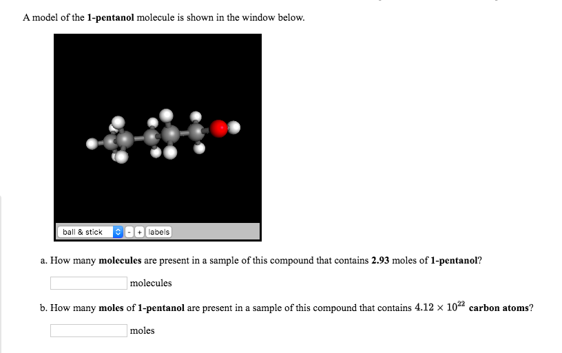 Solved A model of the 1-pentanol molecule is shown in the | Chegg.com