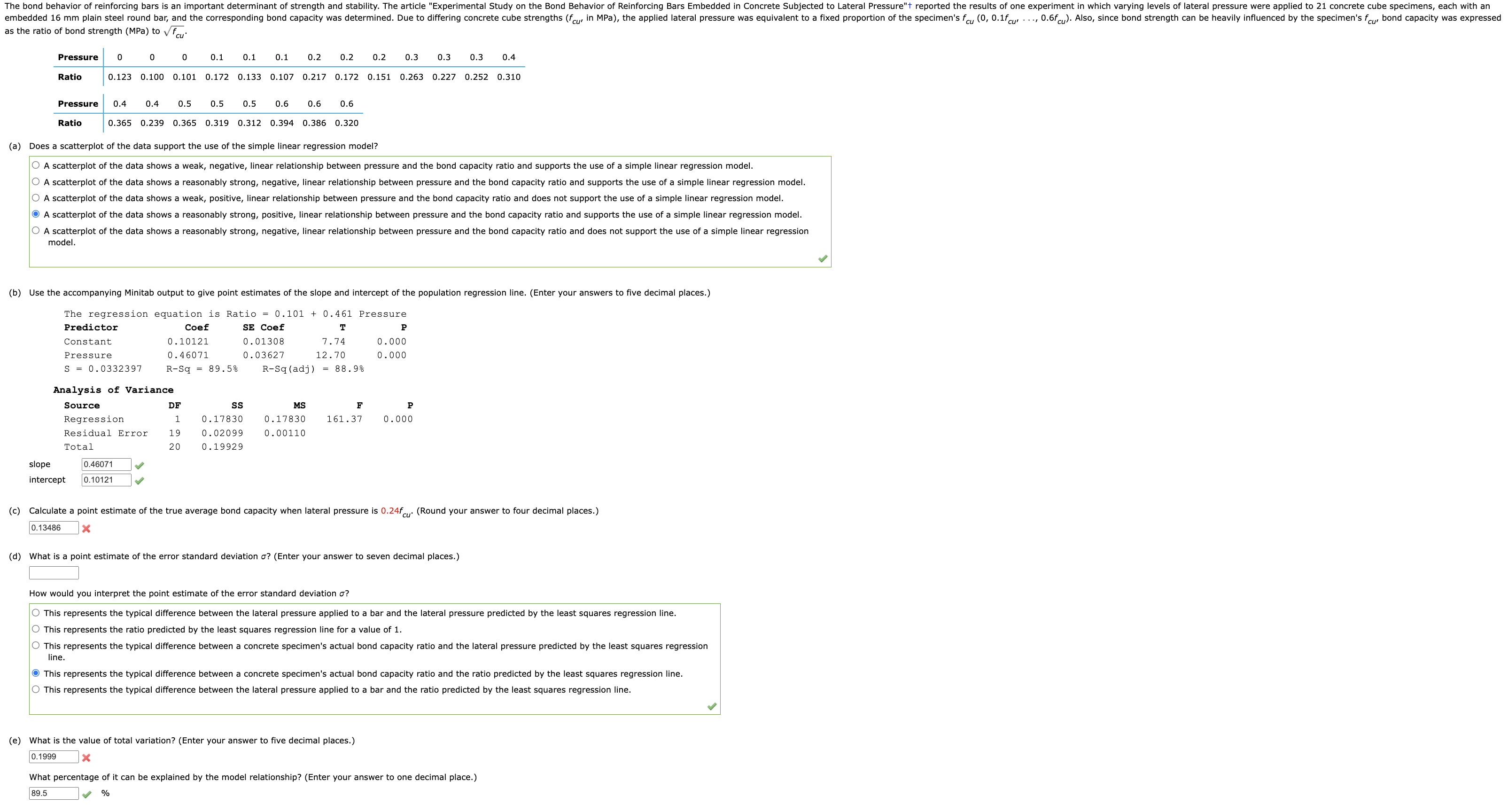 Solved model. (b) Use the accompanying Minitab output to | Chegg.com