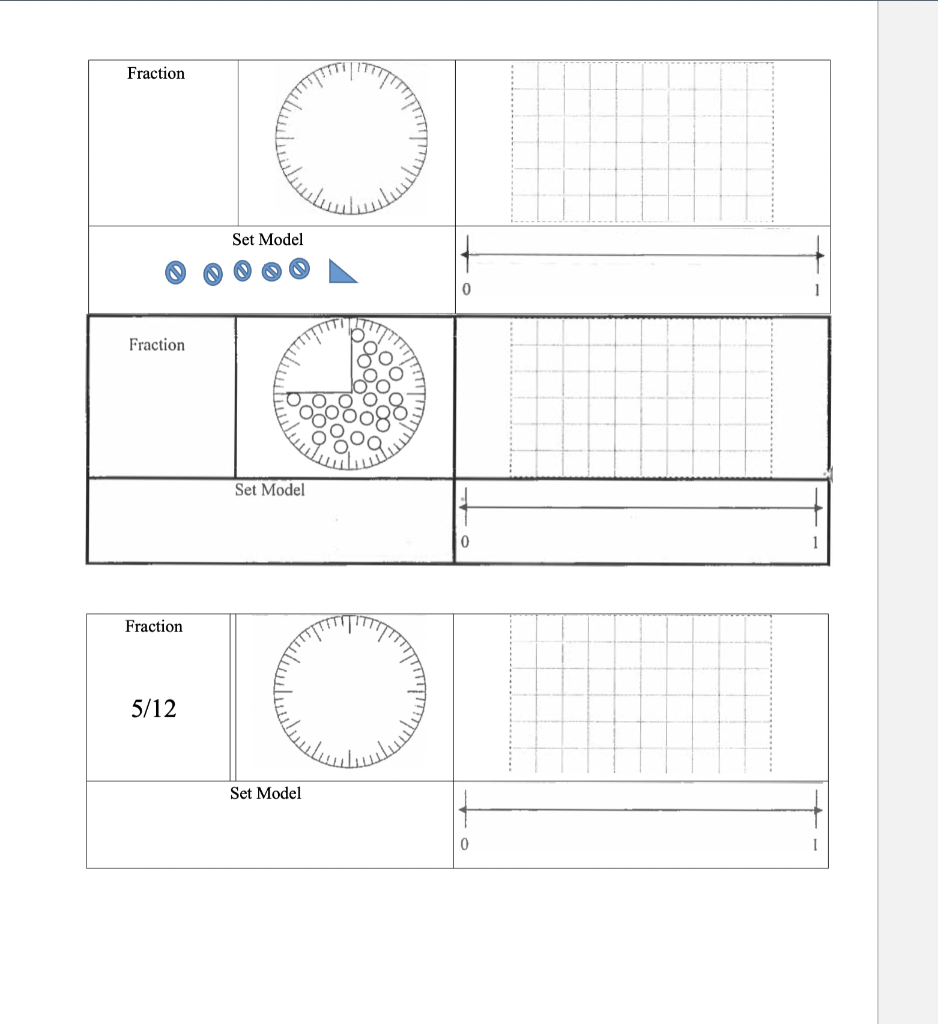 Solved Fraction Set Model + 0 1 Fraction Set Model 0 1 | Chegg.com