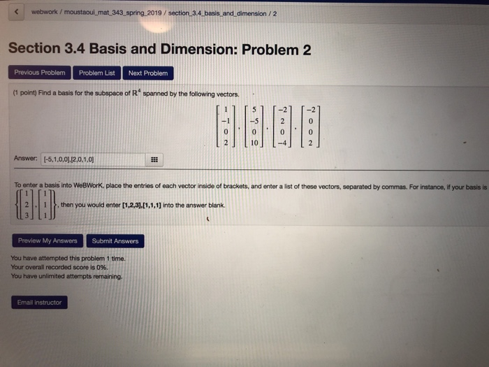 Solved webwork/moustaoui mat 343 spring 2019/section 3.4 | Chegg.com