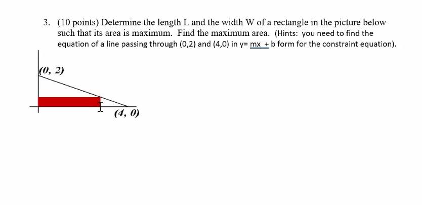Solved 3. (10 points) Determine the length L and the width W | Chegg.com