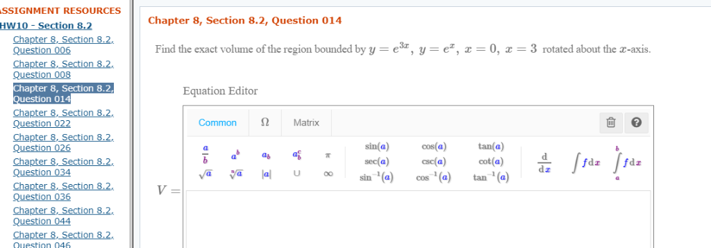 Solved SSIGNMENT RESOURCES Chapter 8, Section 8.2, Question | Chegg.com
