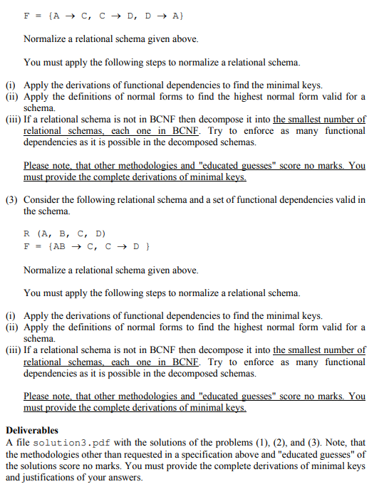 Solved Normalization of relational schemas It is recommended | Chegg.com