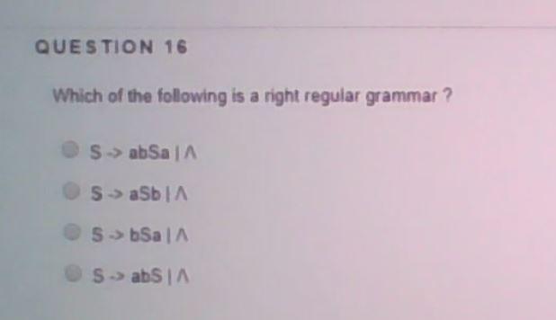Solved QUESTION 16 Which of the following is a right regular | Chegg.com