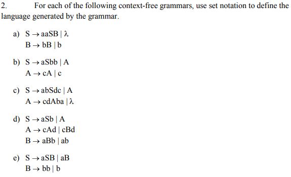 Solved 2. For each of the following context-free grammars, | Chegg.com