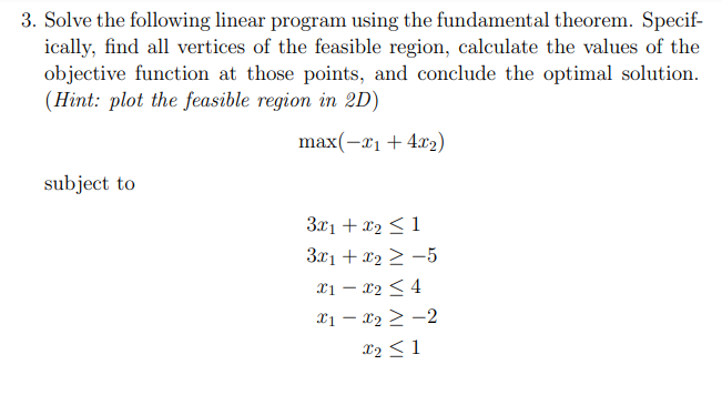 Solved 3. Solve the following linear program using the | Chegg.com