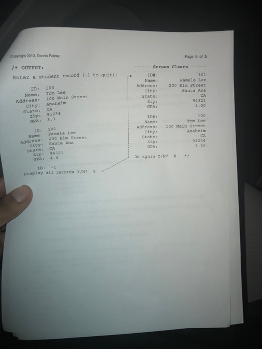 Solved Copyright 2013, Denis Rainey Page 1 of 5 HW #4a- | Chegg.com