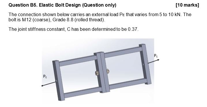 Solved Question B5. Elastic Bolt Design (Question only) [10 | Chegg.com